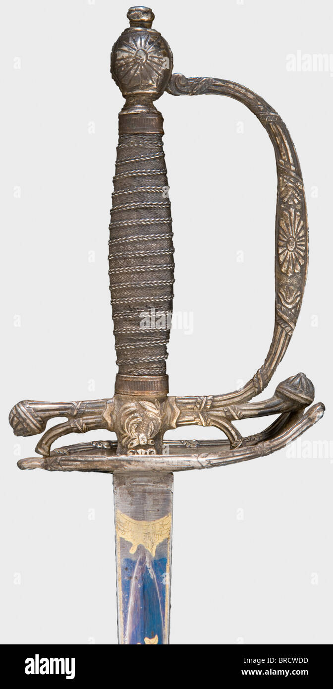 A silver-hilted officer's sword, France, Restoration Period Hollow ...
