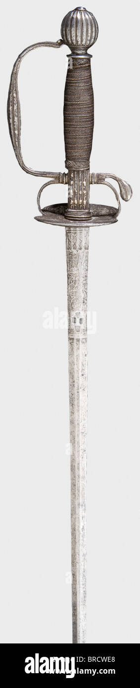 A fine German small-sword with silver-inlaid hilt, circa 1690 Double ...