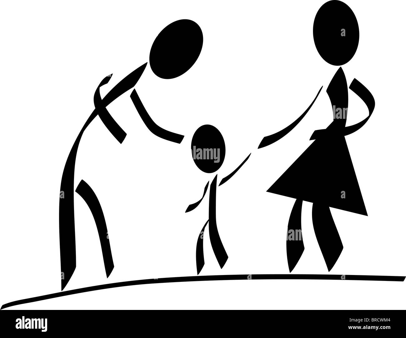 Stylized illustration of a happy family. All on white background Stock ...