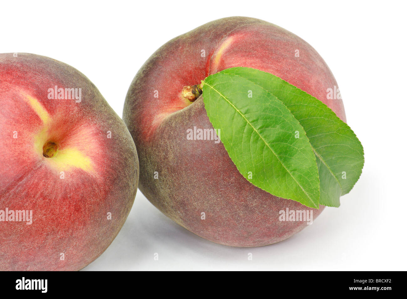 Two juicy peaches isolated on white Stock Photo - Alamy