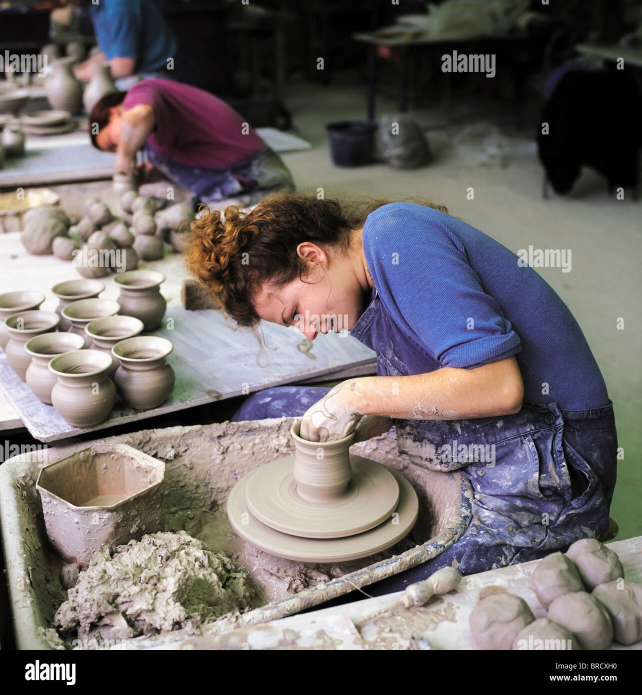 Potter At The Wheel, Ballydougan Pottery, Co Armagh, Ireland Stock ...