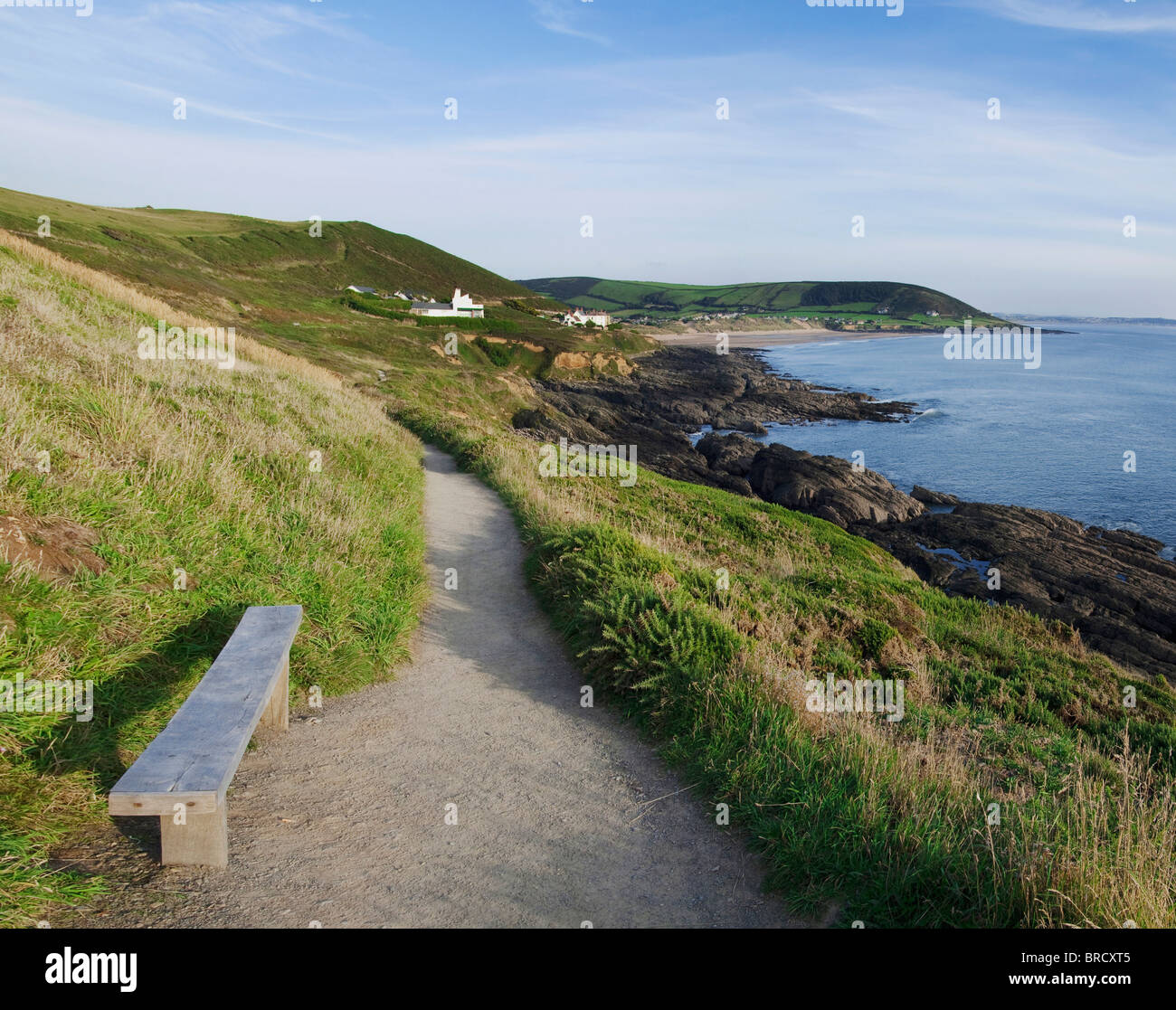 croyde bay on the north devon coast - the view from the footpath to ...