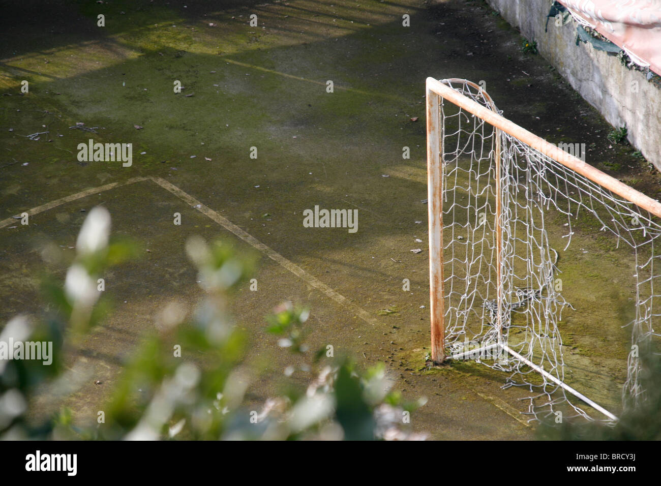 detail of old football goal posts in dirt field Stock Photo - Alamy
