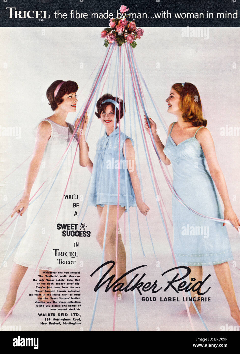 Colour advert for Walker Reid Lingerie made with Tricel fabric in ...