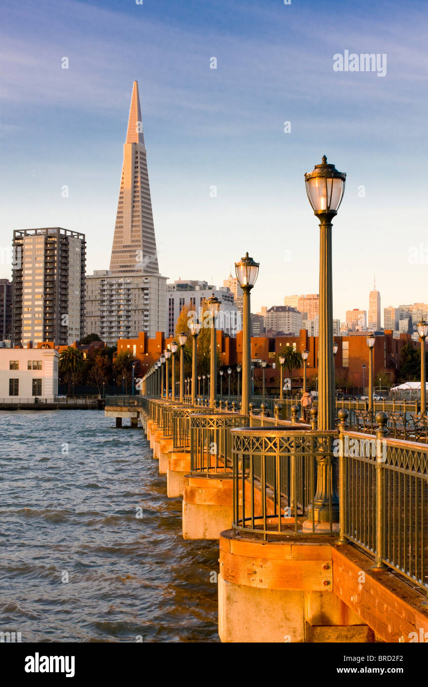Pier 7 and Transamerica Pyramid San Francisco USA at dawn Stock Photo ...