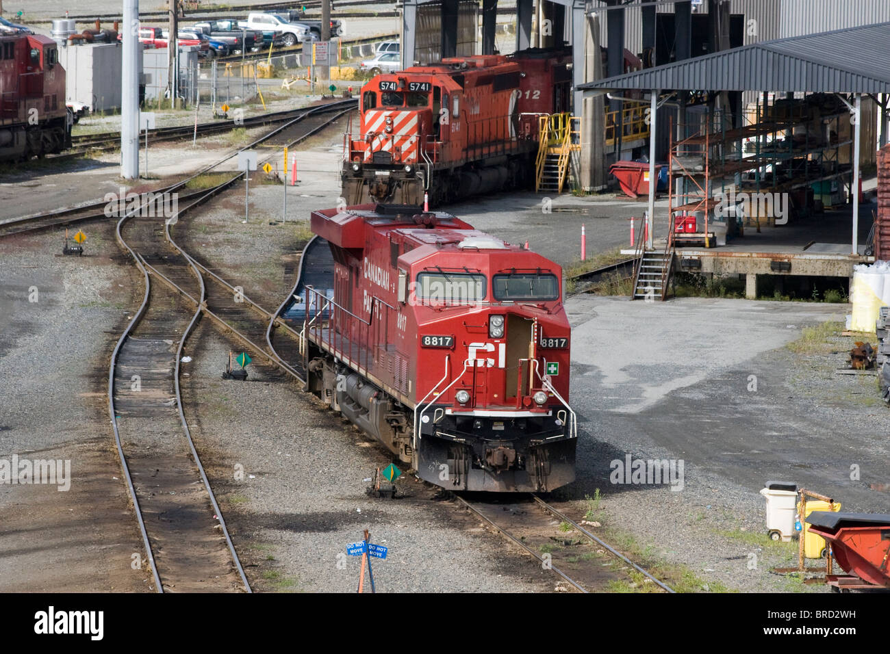 Canadian Pacific General Electric diesel locomotives in rail yard in ...