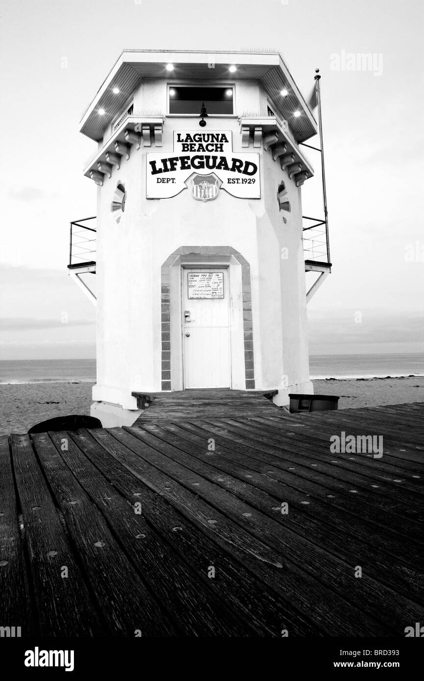 Laguna beach lifeguard tower Black and White Stock Photos & Images - Alamy