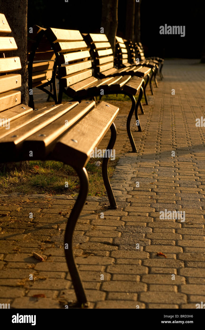 Benches in the park Stock Photo - Alamy