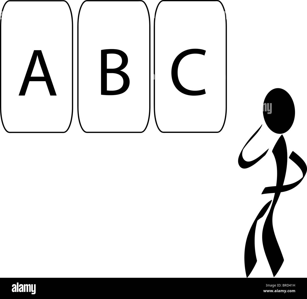 An illustrated person is spoiled for choice Stock Photo - Alamy