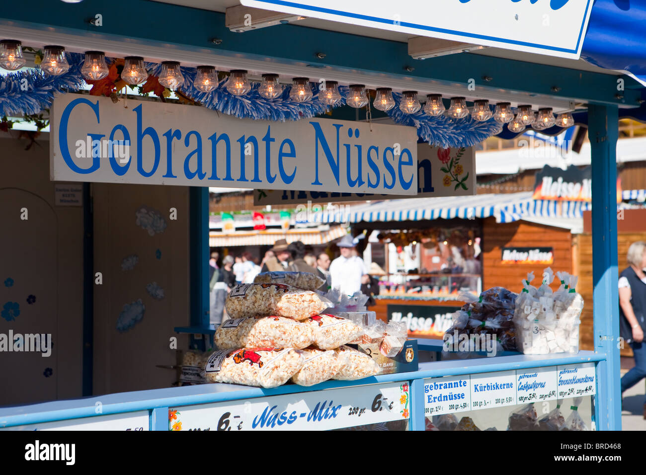 Stall selling nuts at the Oktoberfest, Munich, Germany Stock Photo - Alamy