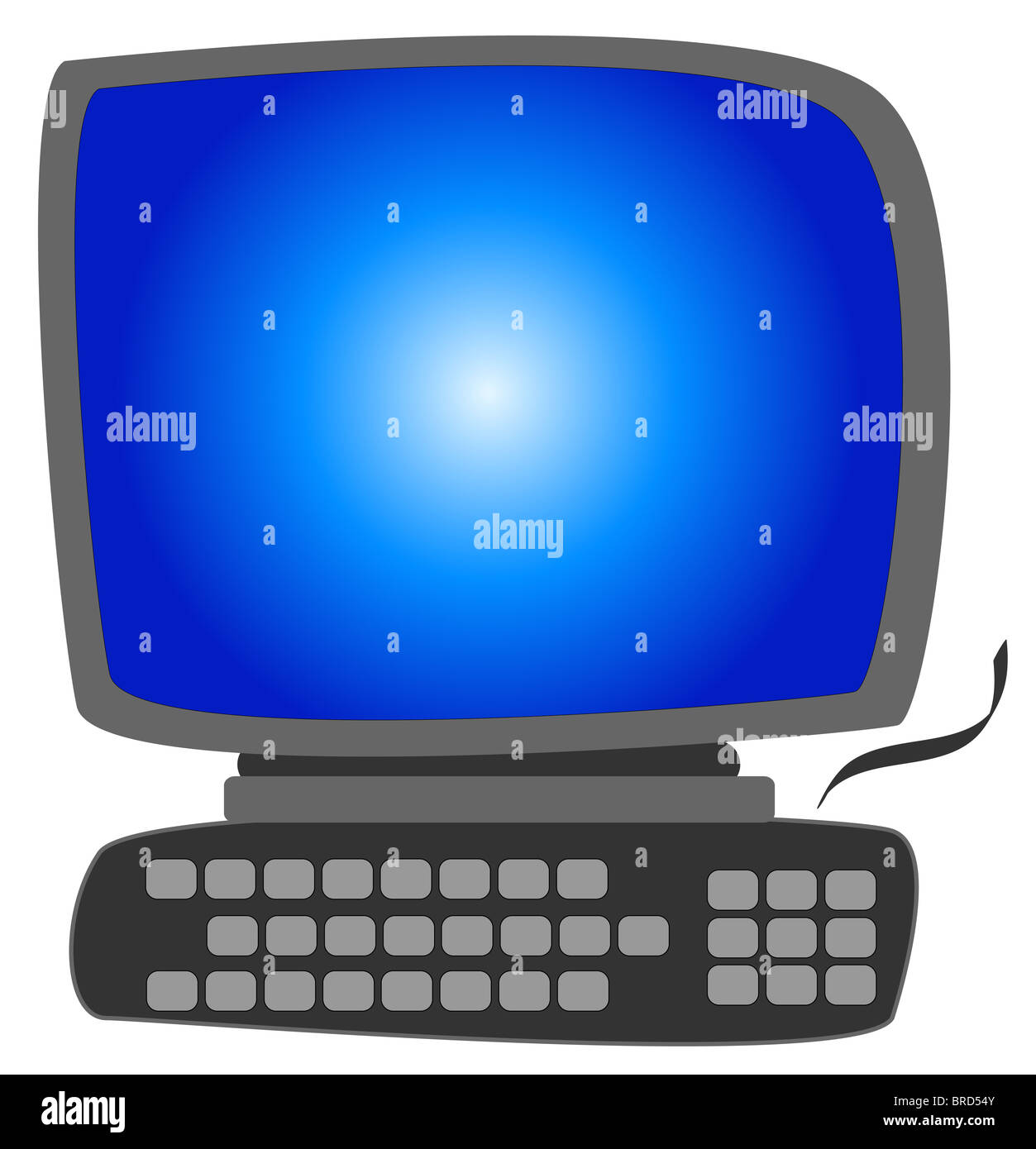 An illustrated computer with a blue screen Stock Photo - Alamy