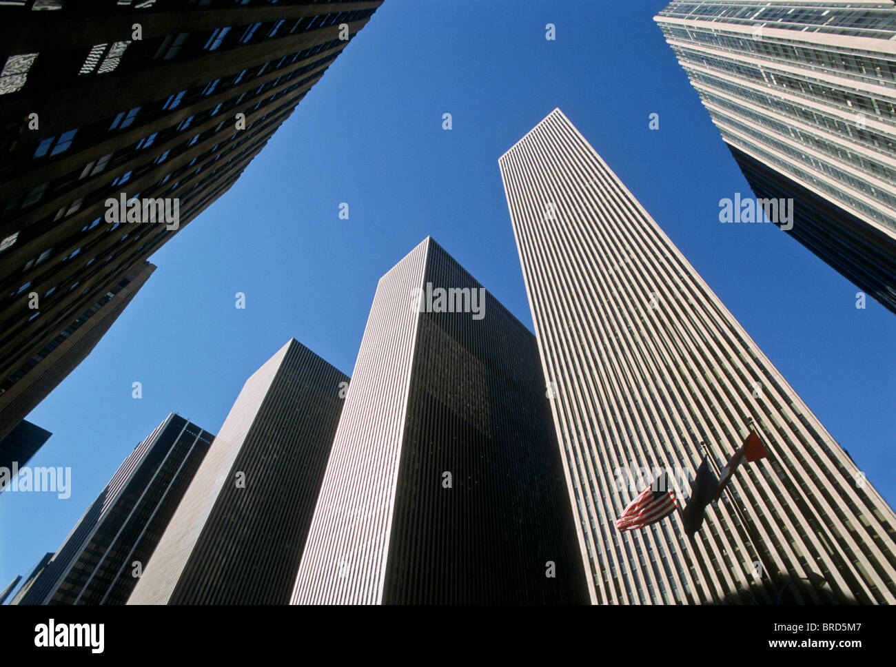 Low angle view of office buildings, mid-town Manhattan, New York City ...