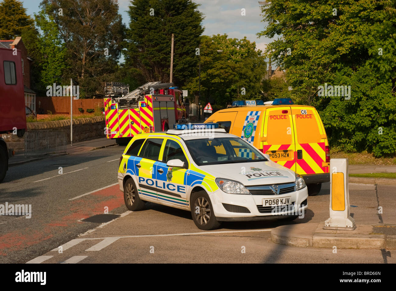 Police and Fire vehicles UK Stock Photo - Alamy