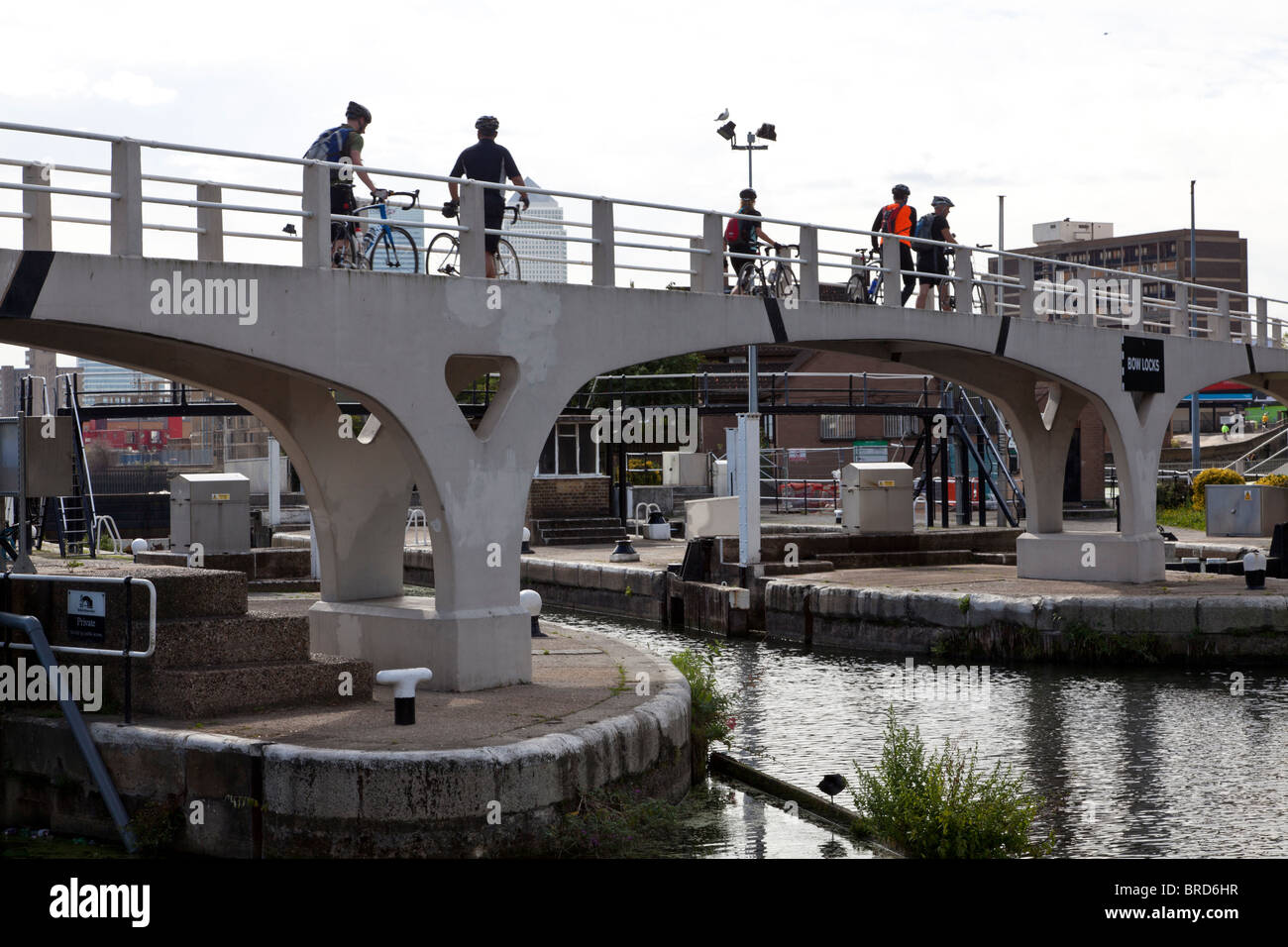 Footbridge over Bow Locks, East London, England, UK Stock Photo - Alamy