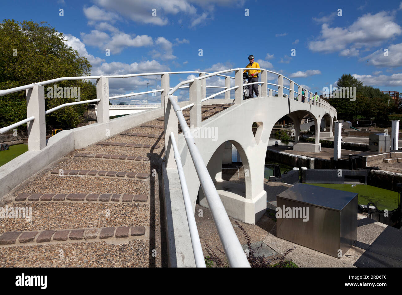 Footbridge over Bow Locks, East London, England, UK Stock Photo - Alamy