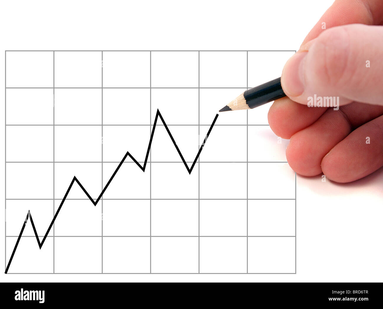 A human hand drawing a positive chart. All isolated on white background ...