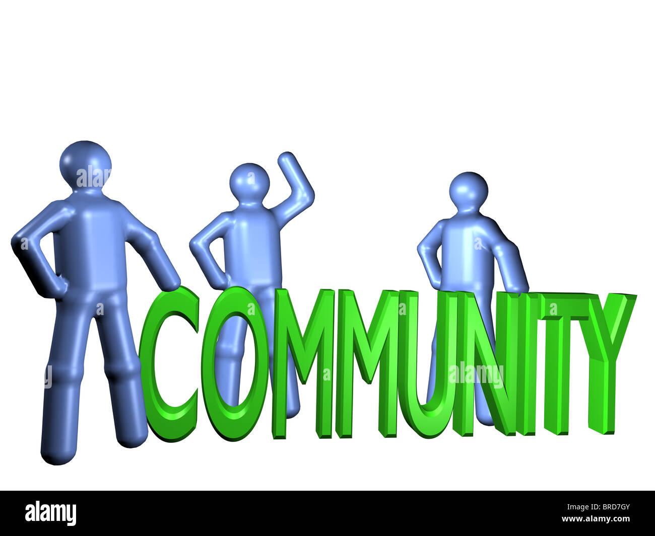 Several stylized persons standing next to a lettering Stock Photo - Alamy