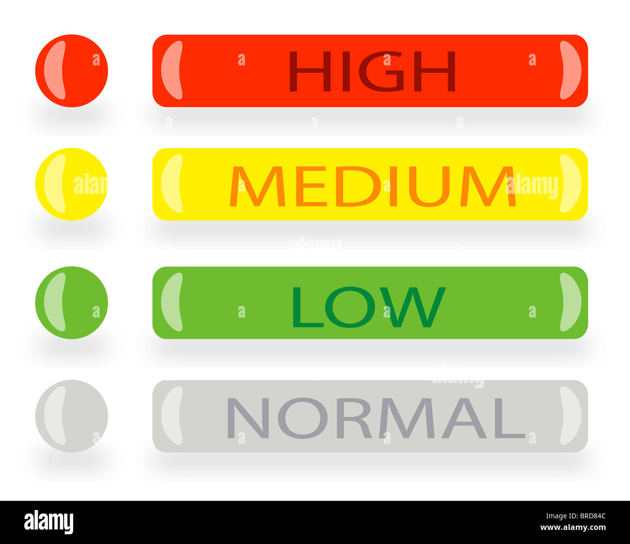 Several levels of danger. All on white background Stock Photo - Alamy