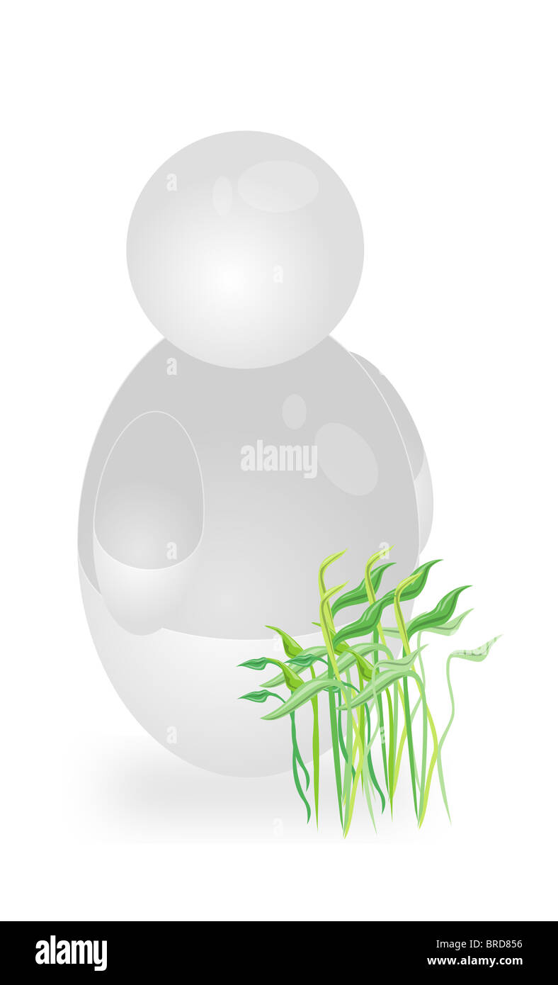A stylized person standing next to some fresh seedlings. All isolated ...