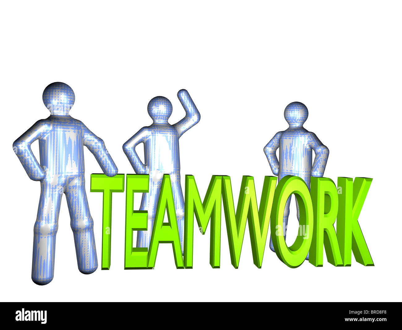 Several stylized persons standing next to a lettering Stock Photo - Alamy