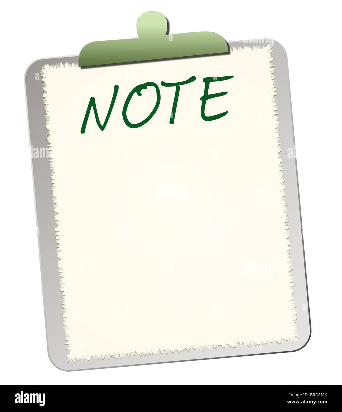 A stylized memo paper slip. All on white background Stock Photo - Alamy