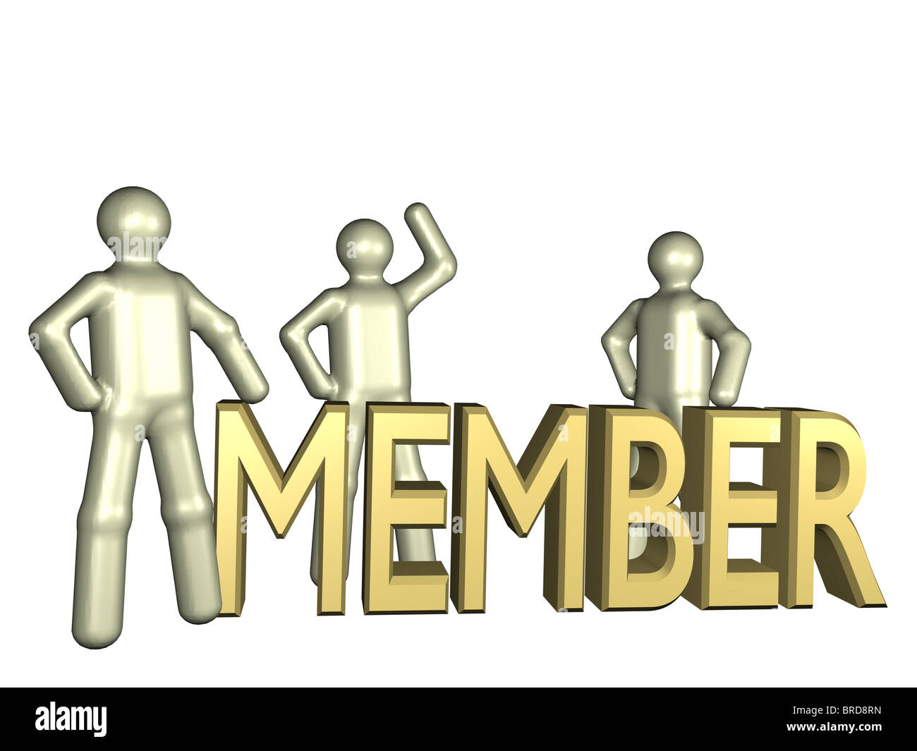 Several stylized persons standing next to a lettering. All on white ...