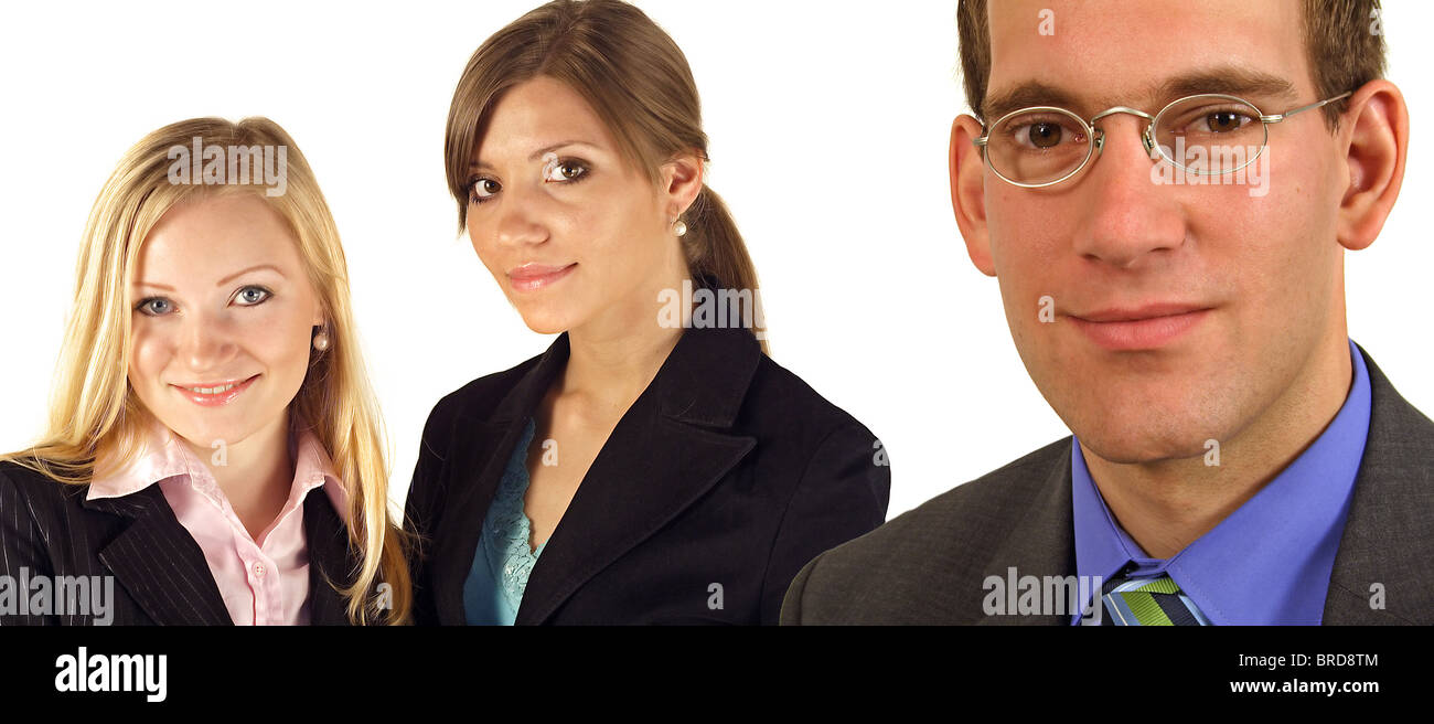 A team of three handsome business people. All isolated on white ...