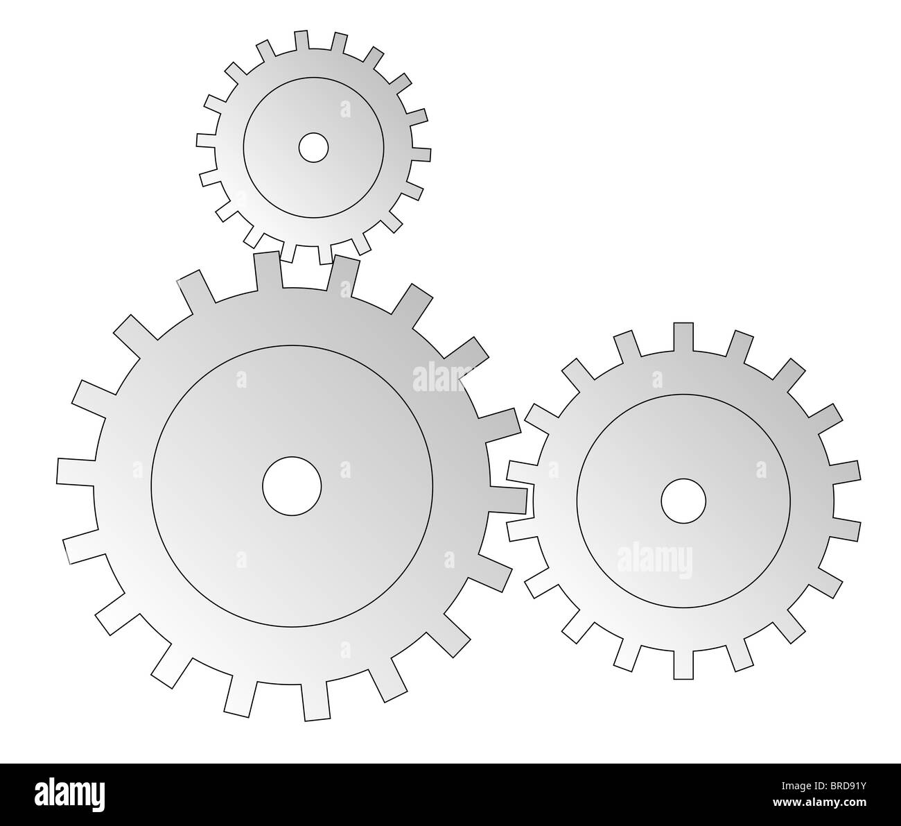 Three cogwheels. All isolated on white background Stock Photo - Alamy