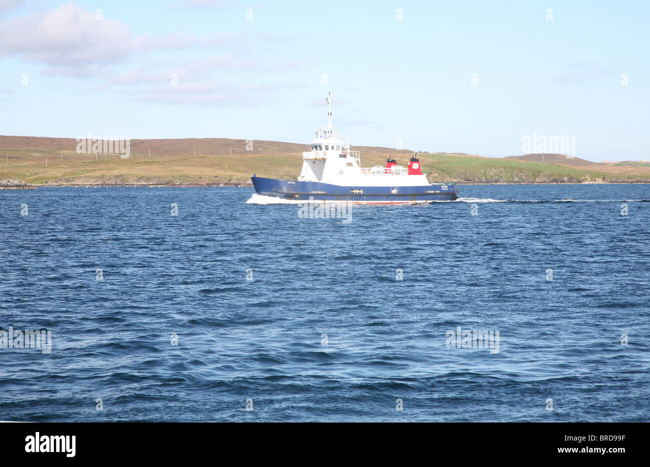 Ferry between Unst and yell, Shetland islands, Scotland Stock Photo - Alamy
