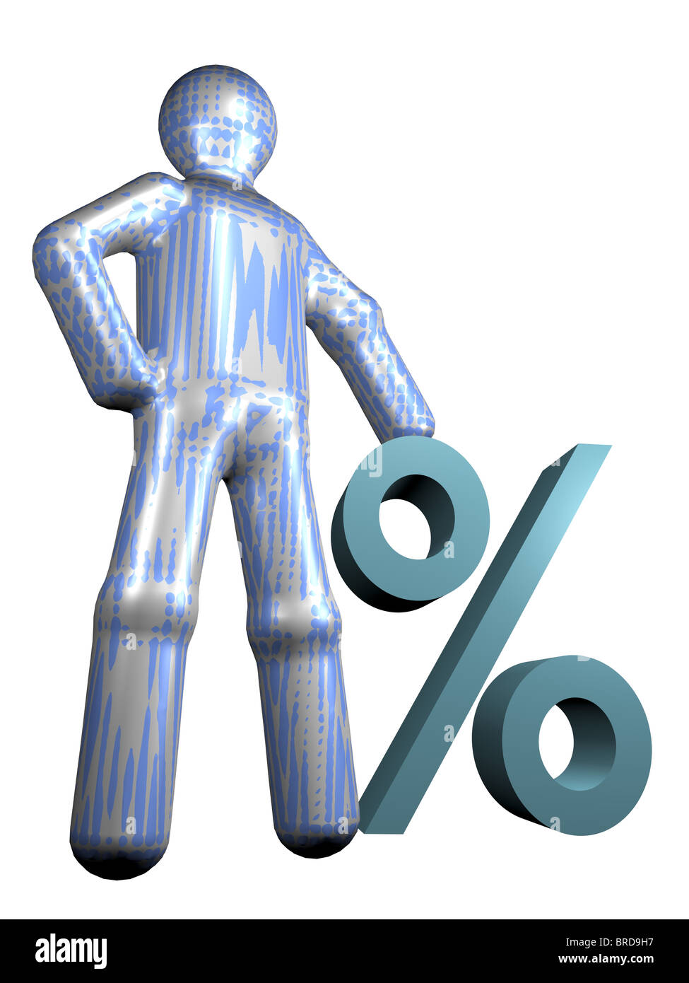 A stylized person standing next to percent symbol Stock Photo - Alamy