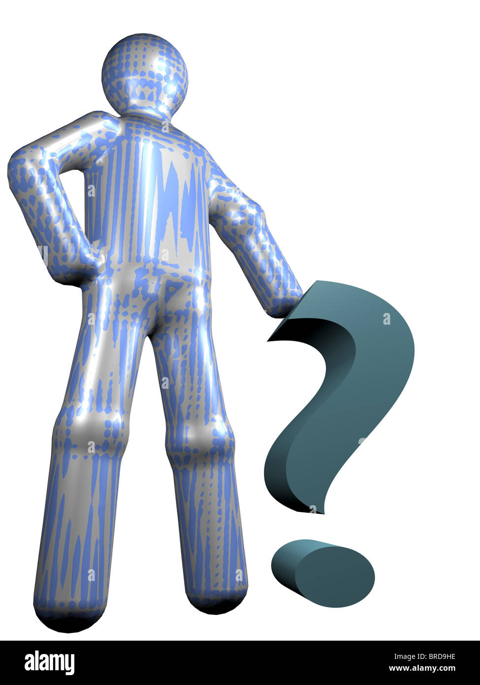 A stylized person standing next to question mark Stock Photo - Alamy