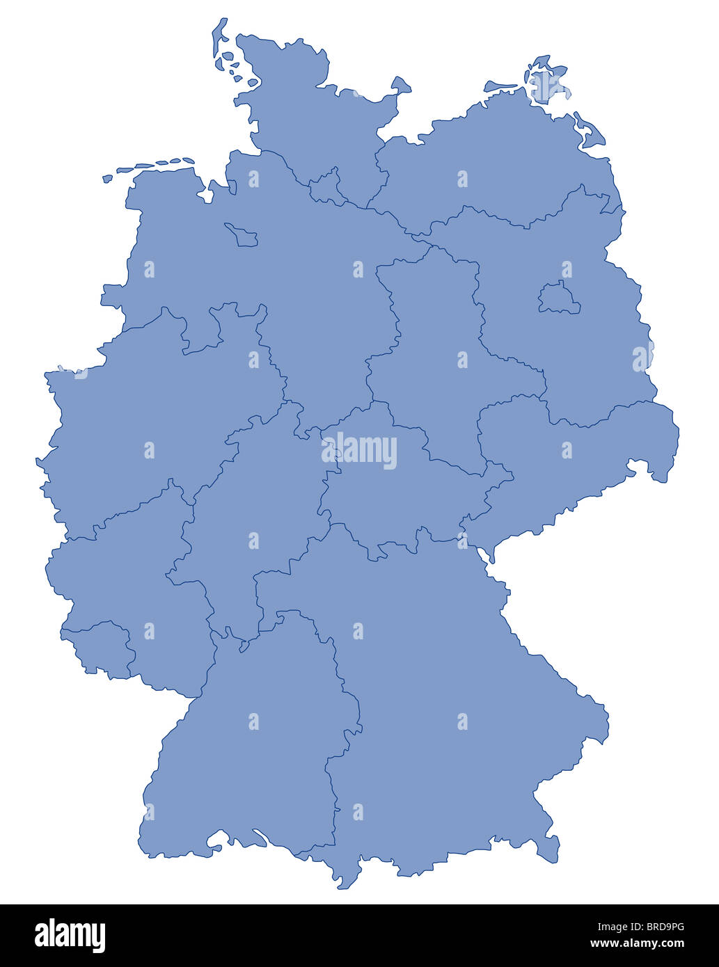 Stylized map of Germany showing the differents states. All on white ...