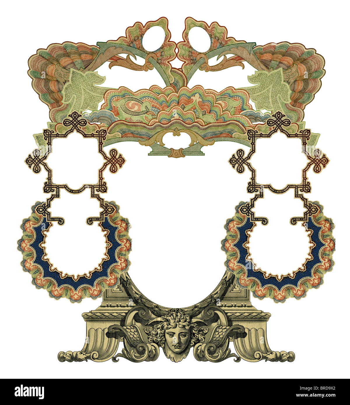 Luxuriously illustrated old colored victorian frame Stock Photo - Alamy