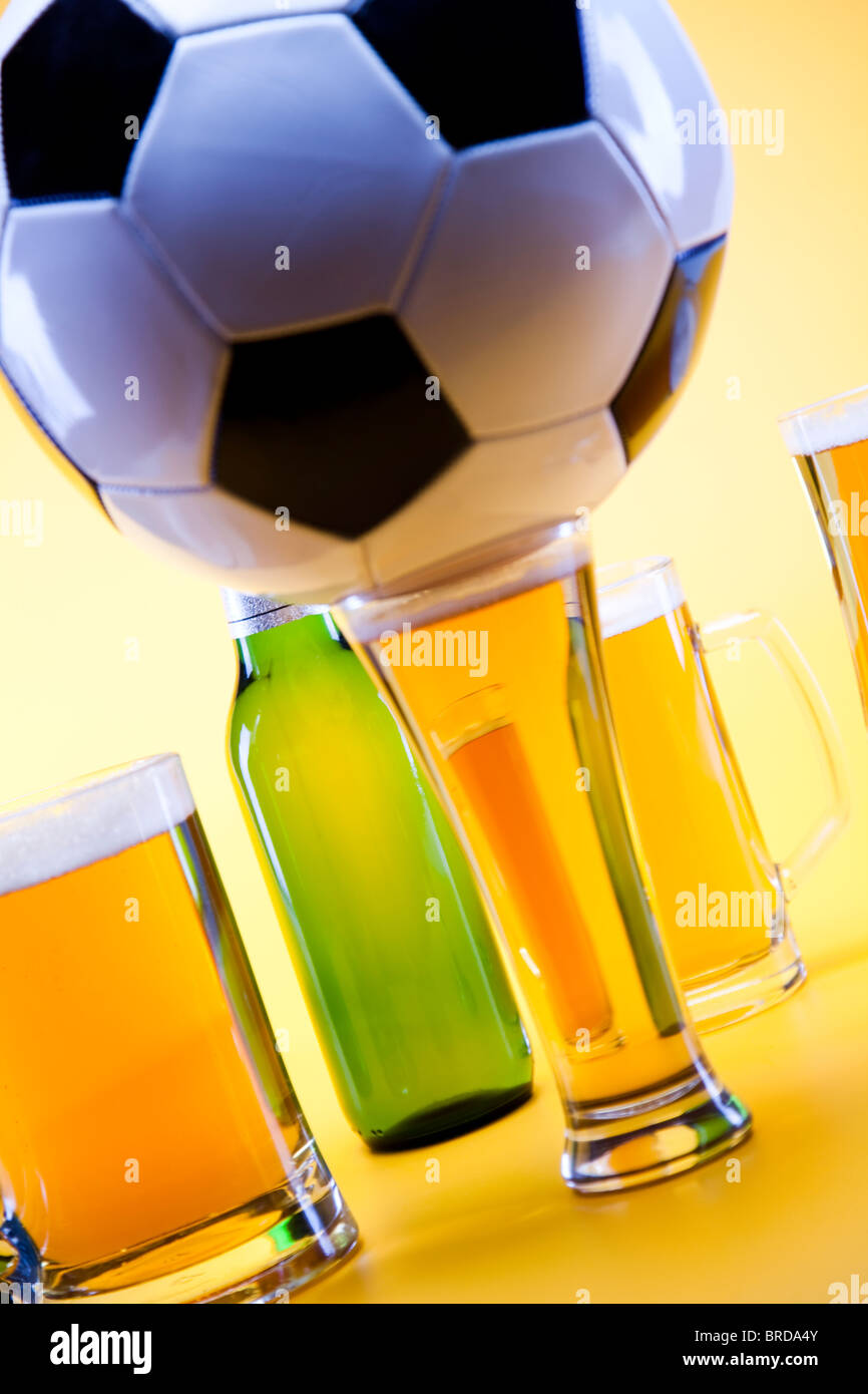 Beer collection, football Stock Photo - Alamy