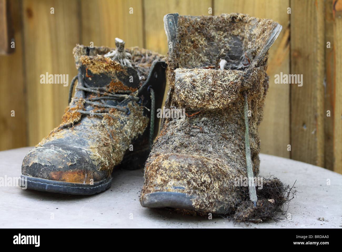 Pair old work boots hi-res stock photography and images - Alamy