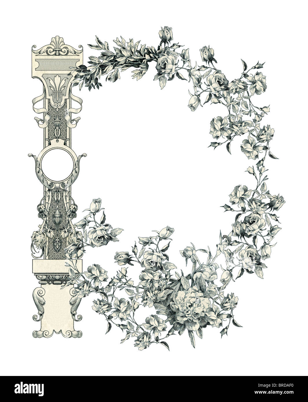 Luxuriously illustrated old capital letter D Stock Photo - Alamy