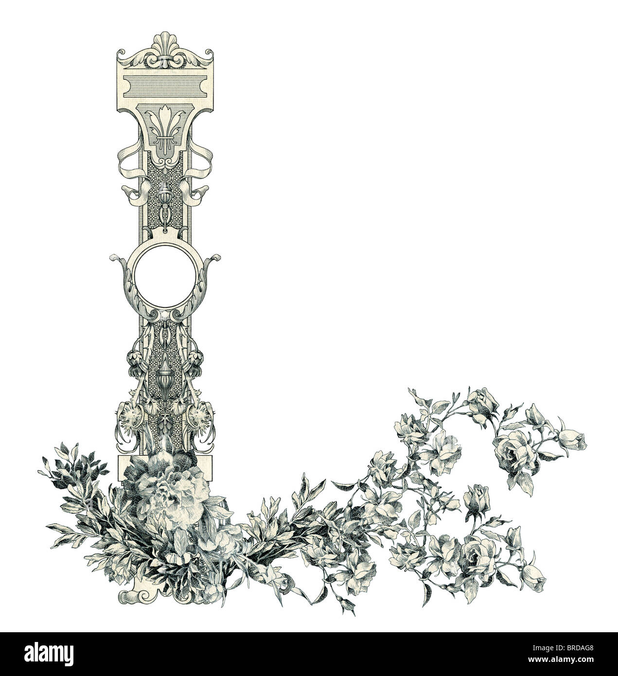 Luxuriously illustrated old capital letter L Stock Photo - Alamy