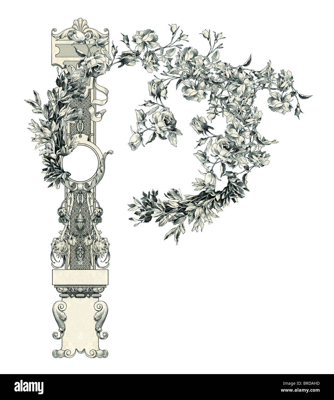 Luxuriously illustrated old capital letter P Stock Photo - Alamy