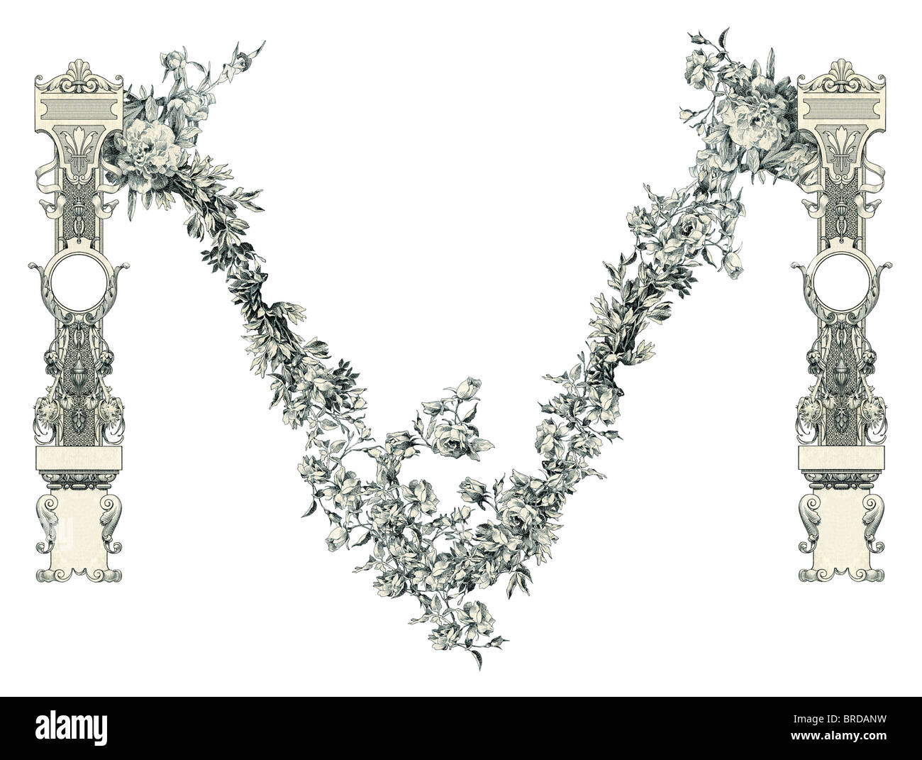 Luxuriously illustrated old capital letter M Stock Photo - Alamy