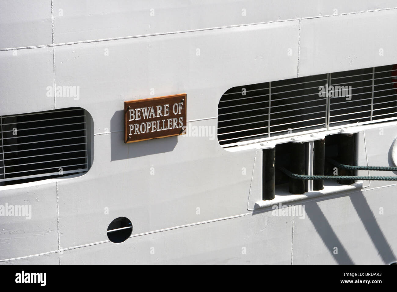 warning sign.Passenger ship Island Princess at berth Los Angeles Stock ...