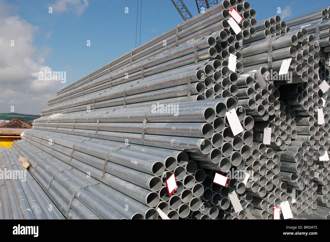 steel pipes on a dock in youghal ireland Stock Photo - Alamy