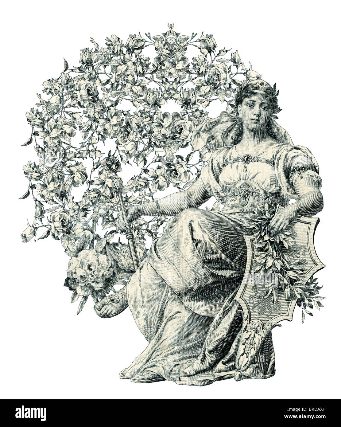 Luxuriously illustrated old capital letter O Stock Photo - Alamy