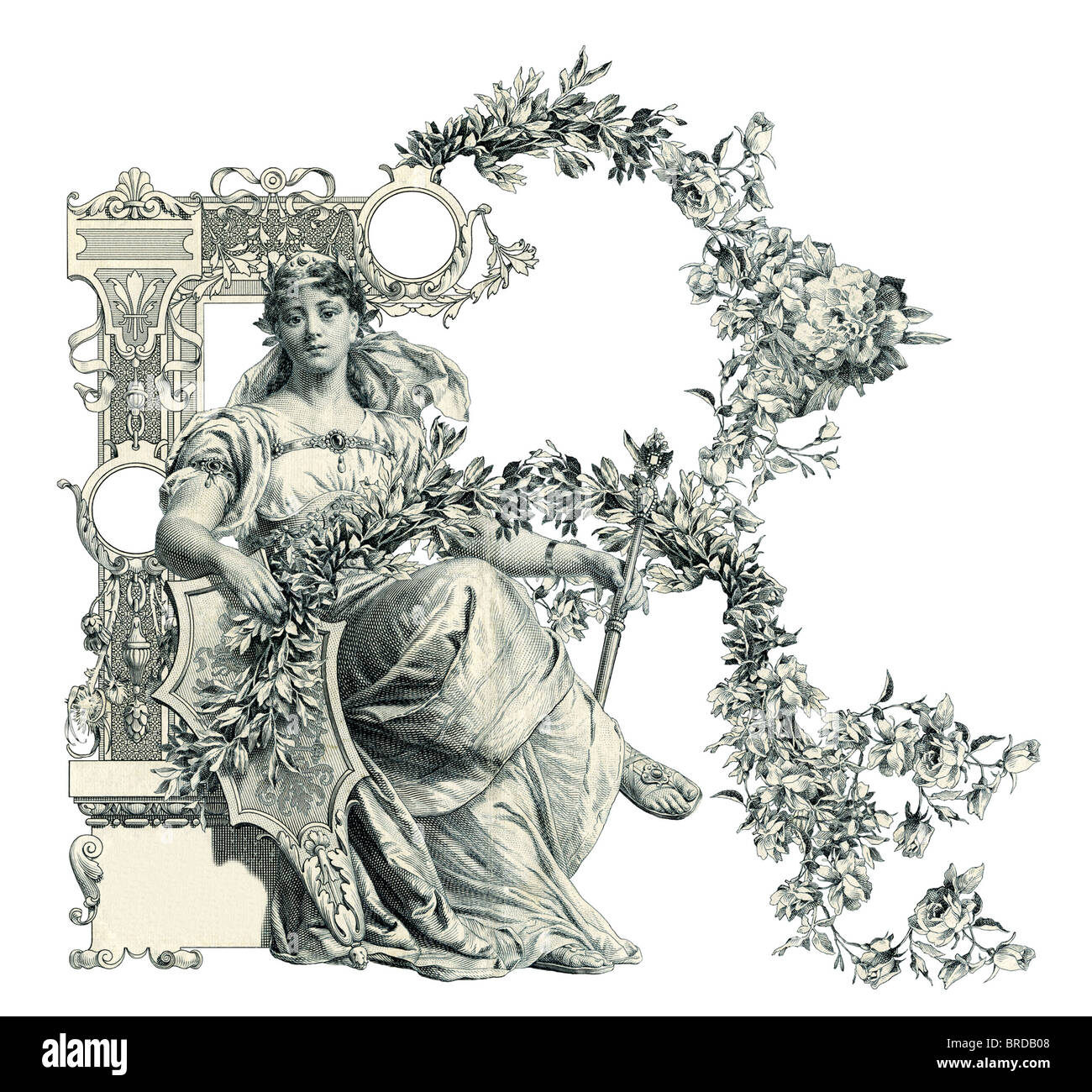 Luxuriously illustrated old capital letter R Stock Photo - Alamy