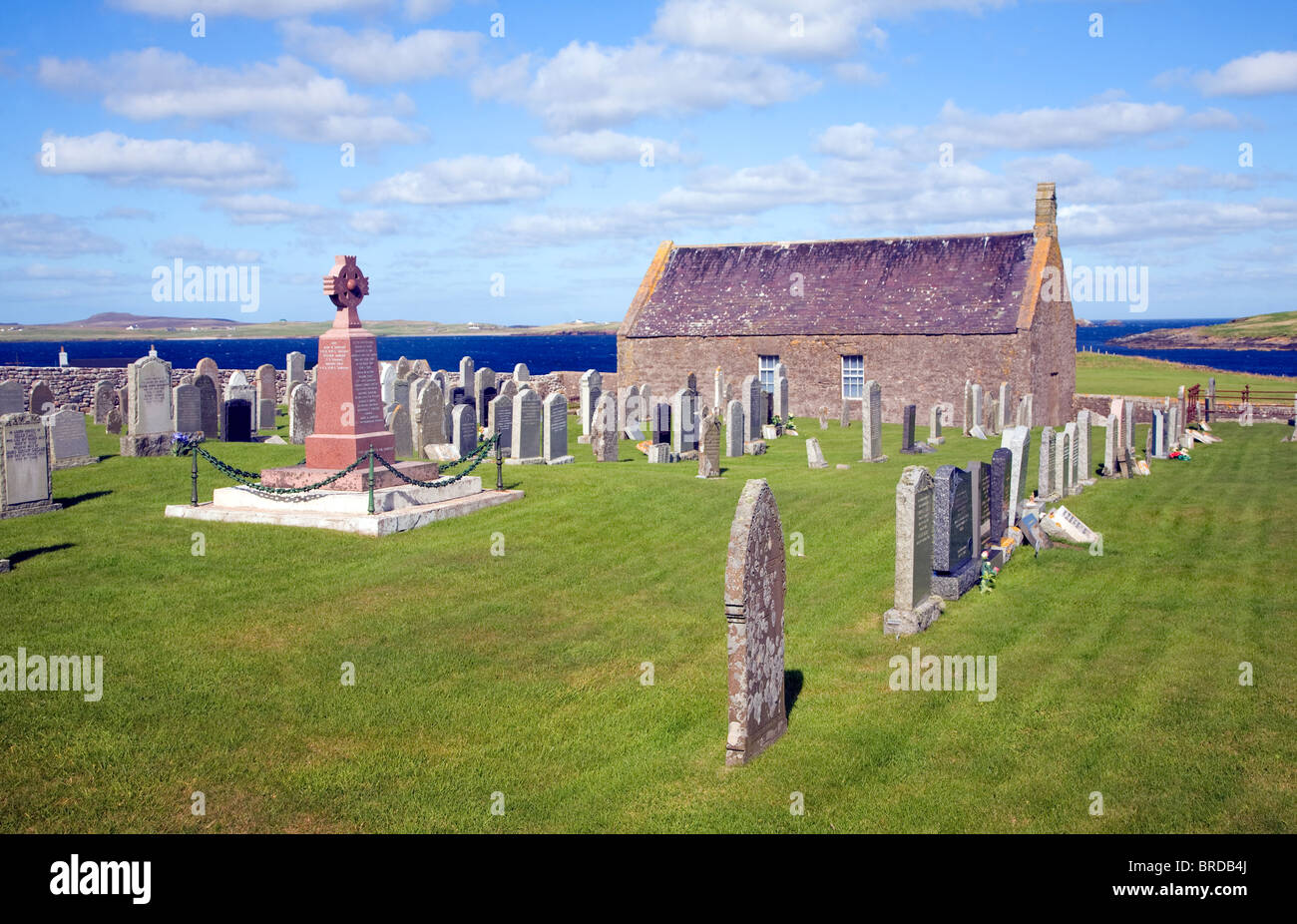 Church and churchyard, Sandness, Mainland, Shetland Islands, Scotland ...