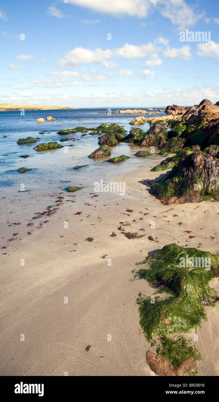 Rocks and sandy beach, Melby, near Sandness, Mainland, Shetland Islands ...