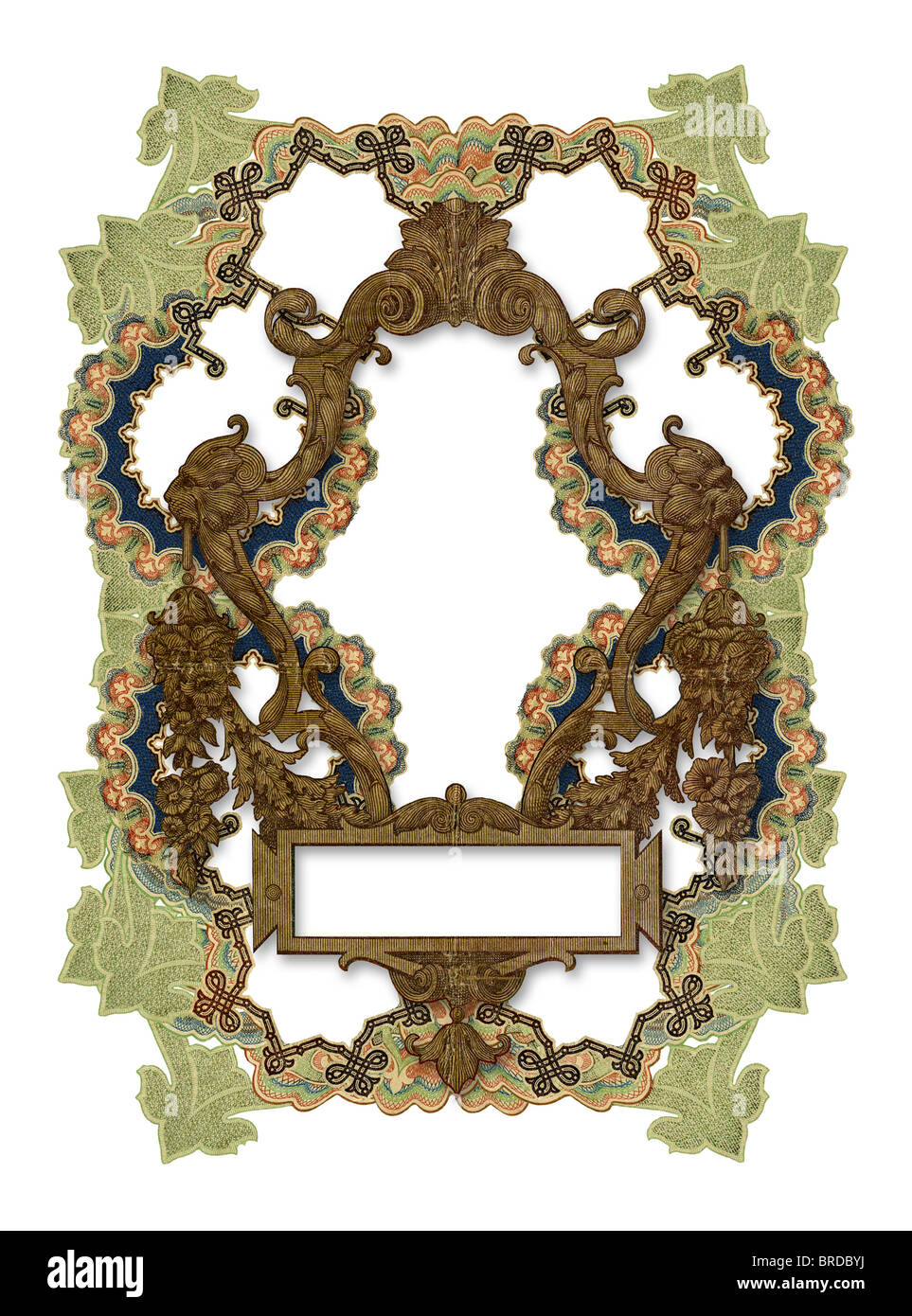 Luxuriously illustrated old colored victorian frame Stock Photo - Alamy