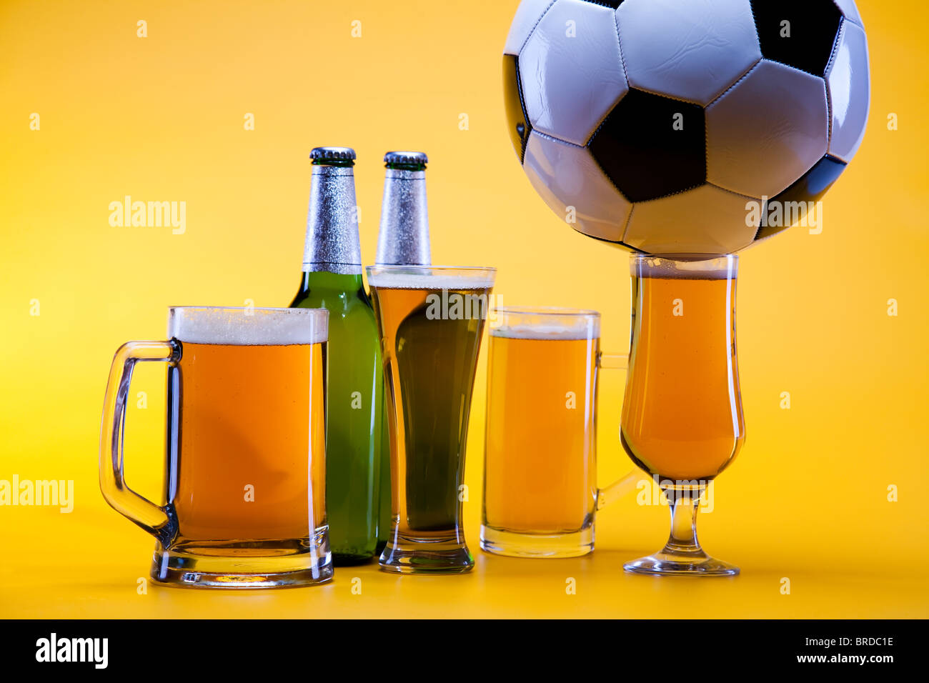 Beer collection, football Stock Photo - Alamy