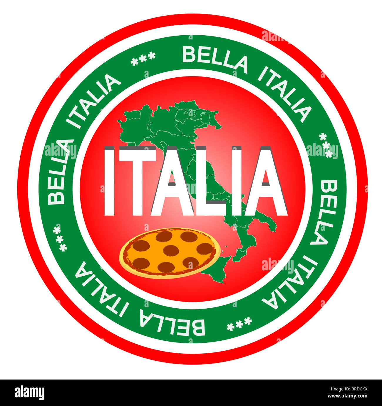 An illustrated badge symbolizing Italy. All on white background Stock ...