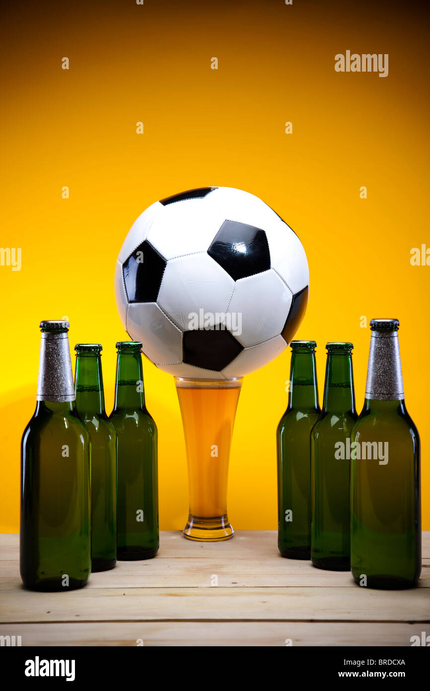 Beer collection, football Stock Photo - Alamy