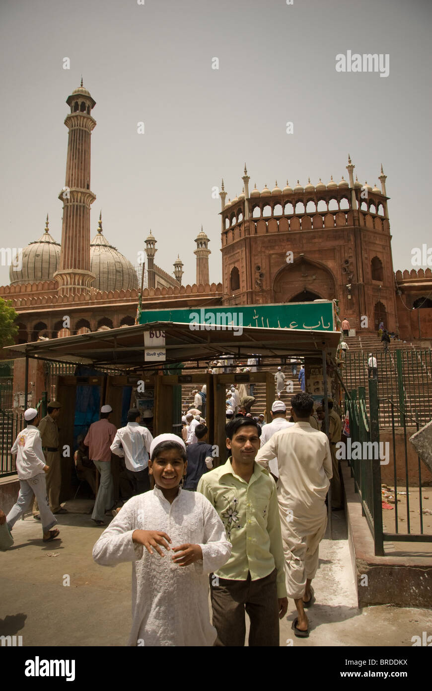 young muslims outside Jama Masjid mosque before Friday prayers Stock ...